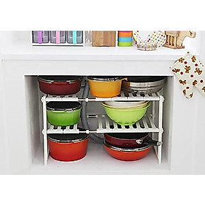 COELO Under Sink Organizer 2-Tier Expandable Shelf Kitchen Bathroom Cabinet Multi-purose Storage Standing Rack, White