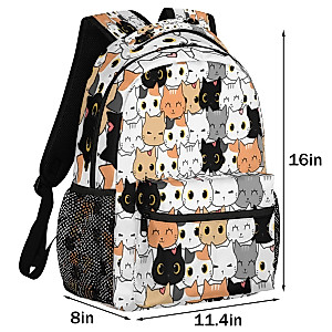 YPPAHHHH Kids School Backpack for Girls Boys School Bag Bookbag Lightweight Elementary Laptop Bag Travel Hiking Daypack (cute cat)