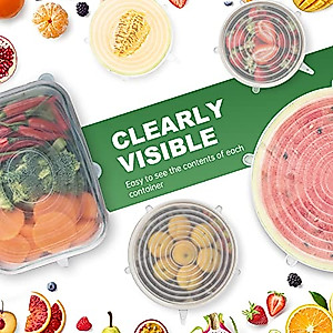 14 Pack Silicone Stretch Lids, 8 Different Sizes Leak-Proof Reusable Stretch Lids Include XXXL Diameter of 10.6” Food Storage Covers for 2.6”-13” Container, Microwave & Dishwasher & Refrigerator Safe