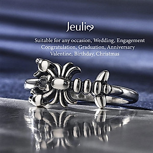 Jeulia Sterling Silver Ring for Women Men Boys Lobster Shape Design Band Art Deco Vintage Gothic Wedding band Anniversary Promise Jewelry With Gift Box (Sideways Lobster, 6.5)