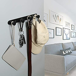 Alise Bathroom Towel Hook Towel Robe Coat Rack/Rail with 4 Hooks,Wall Drilling or Super Glue Mount,GYT1000B-4 SUS304 Stainless Steel Matte Black Finish