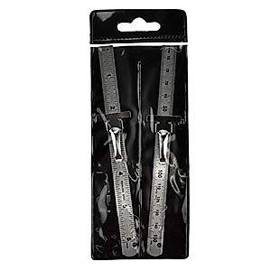 SE Stainless Steel SAE Metric Ruler Set - Stainless Steel Precision Ruler Measuring Tool - Detachable Clips - Set of 2 Pcs - 925PSR-2