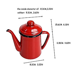 FURLOU Kettle for Stove top Enamel Kettle Red Gooseneck Kettle Creative Retro Stovetop Natural Gas Teapot for Use at Home Or Campsite Kitchen Supplies Teapots