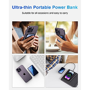 Portable Charger small Power Bank 12000mAh,Mini Fast Charging Power Bank,Battery Bank with Built-in Cables,2 Input and 4 output External Battery Pack Compatible with iPhone14/13/12/11/10/9/Android etc