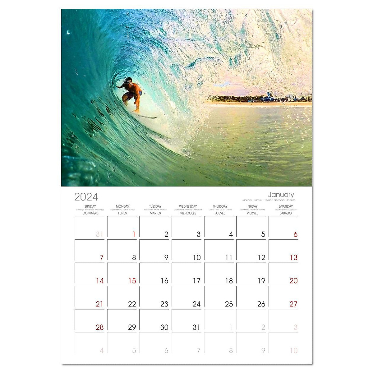 Surfen - from Inside the Barrel (Monthly Wall Calendar 2024 11.7" x 16.5" (open)), CALVENDO 14 Month Calendar