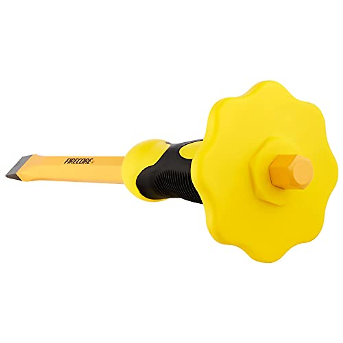 Firecore FS305F Masonry Chisel with Hand Guard, 12 inches Heavy Duty Flat Chisel with Hand Protection, Concrete Mortar Stone Breaker Chisel for Demolishing Carving Splitting Breaking Cutting
