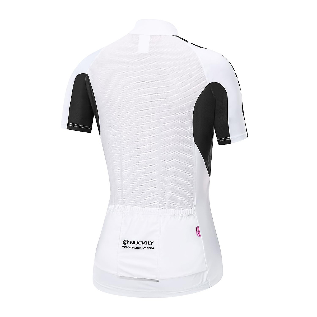 NUCKILY Women's Cycling Jersey Short Sleeve with 3 Pockets Bike Bicycle Clothing Biking Riding Shirts Cycle Wear White