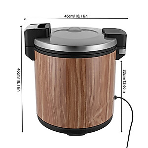 100-Cup 23L Electric Rice Warmer 110W Commercial Food Warmer with Warm Function Only, Heavy Duty Stainless Steel Restaurant Rice Warmer with Temperature Control (Wood)