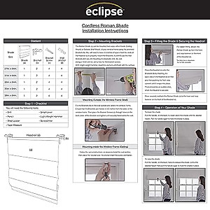 Eclipse Drew Roman Shades for Windows, Cordless 100% Blackout Shades, 23 in Wide x 64 in Long, Noise Reducing, Energy Efficient and Textured Solid Window Shades for Living Room, Bedroom, Linen
