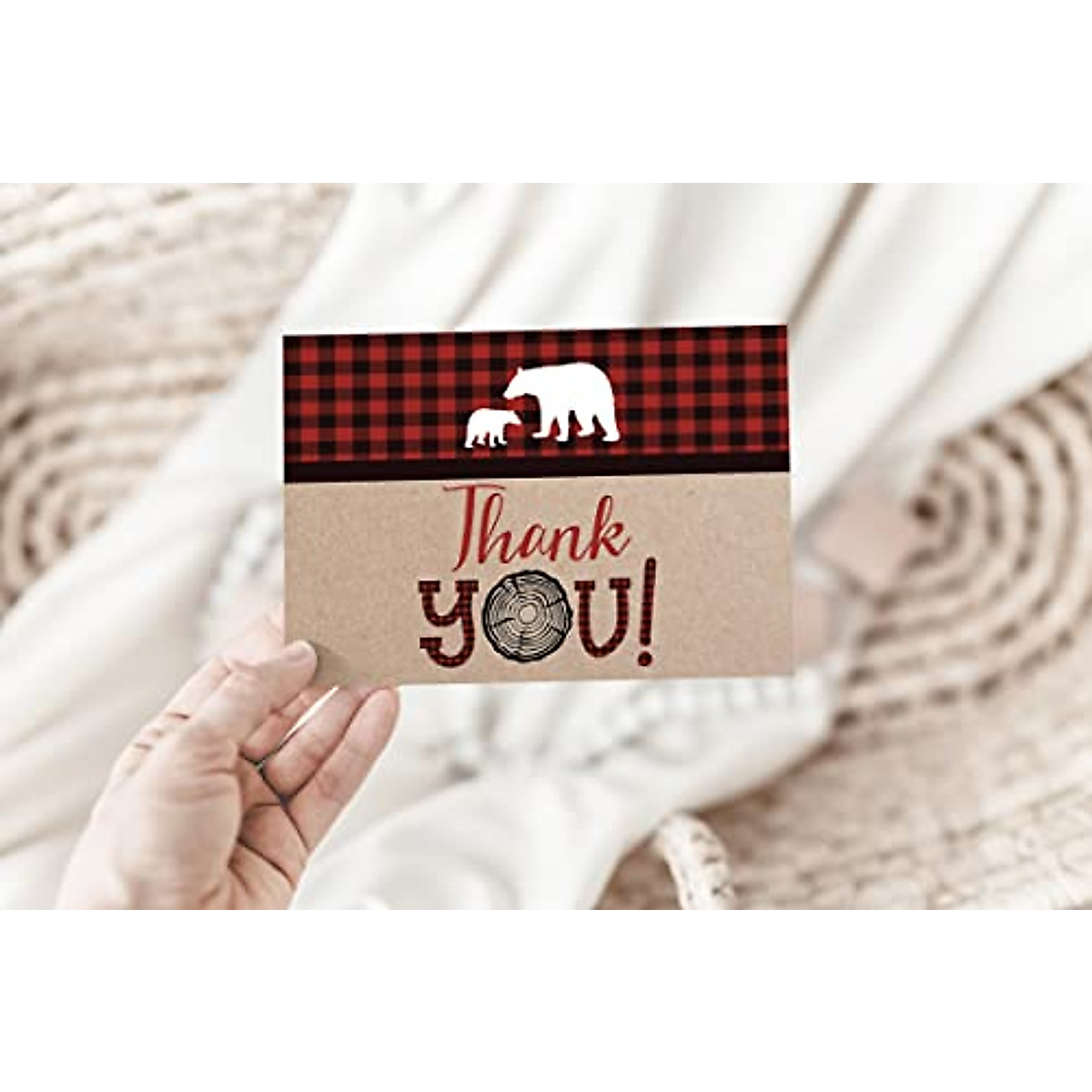 Your Main Event Prints Lumberjack Baby Shower Thank You Cards, Boy Baby, Mama Bear Baby Shower Favor, Woodland Baby Shower, 20 Thank You Cards and Envelopes