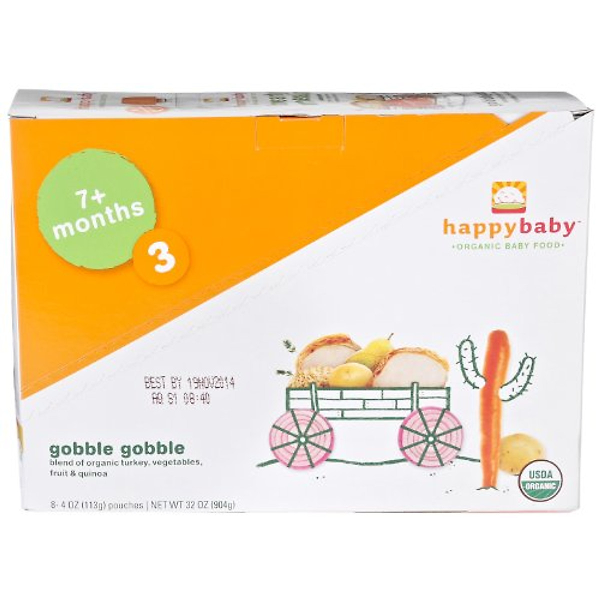 Happy Baby Organic Stage 3 Baby Food, Hearty Meals, Root Vegetables & Turkey with Quinoa, 4 Ounce (Pack of 8)