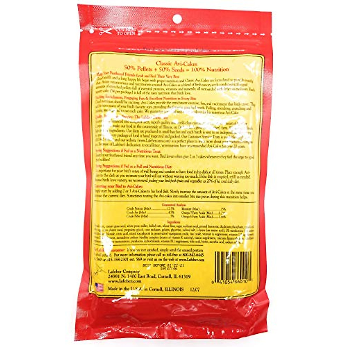 (3 Pack) Lafeber's Original Flavor Avi-Cakes for Parakeets, Cockatiels & Conures