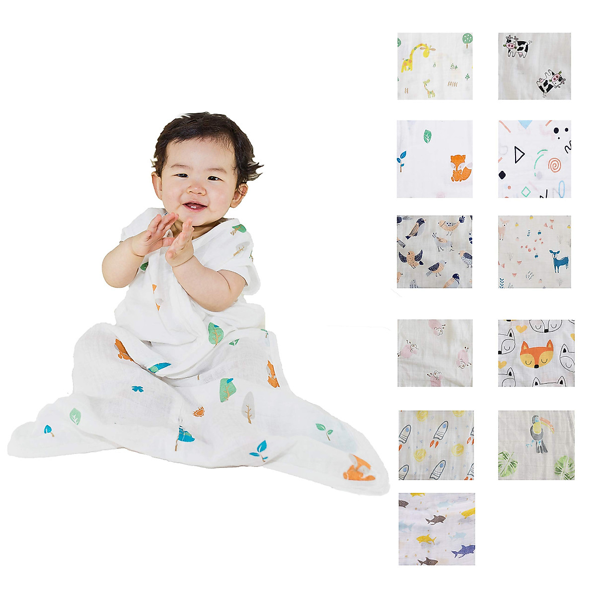 1st Laugh 100% Cotton Muslin Baby Sleeping Sack Bag, for Boy and Girl (Deer, Large)