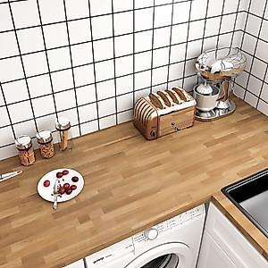 VEELIKE 15.7''x118'' Butcher Block Contact Paper for Countertops Waterproof Self Adhesive Wood Contact Paper Peel and Stick Wallpaper Removable Wood Vinyl Wrap for Cabinets Table Shelf Liners