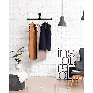 MUZIK 18 INCH Hanging Clothes Rack, Industrial Pipe Wall Mounted Closet Rods for Hanging Clothes, Heavy Duty Detachable Garment Rack, Multi-Purpose Hanging Rod for Closet Storage