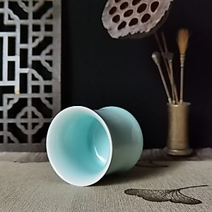 Teacups 5.5oz Porcelain Coffee Cups for Tea and Beer Chinese Celadon(Sky Blue)
