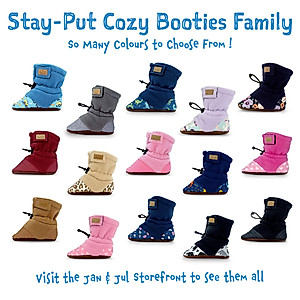 JAN & JUL Baby Stay-On Fleece Booties for First Walkers, Infant Boys and Girls Shoes (Heather Grey, Small Infant)
