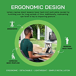 obVus Solutions - minder 2.0 Height-Adjustable Laptop Stand with Integrated Smartphone Holder – Ergonomic, Portable, and Foldable Stand for 10” to 17” Tablets and Laptops