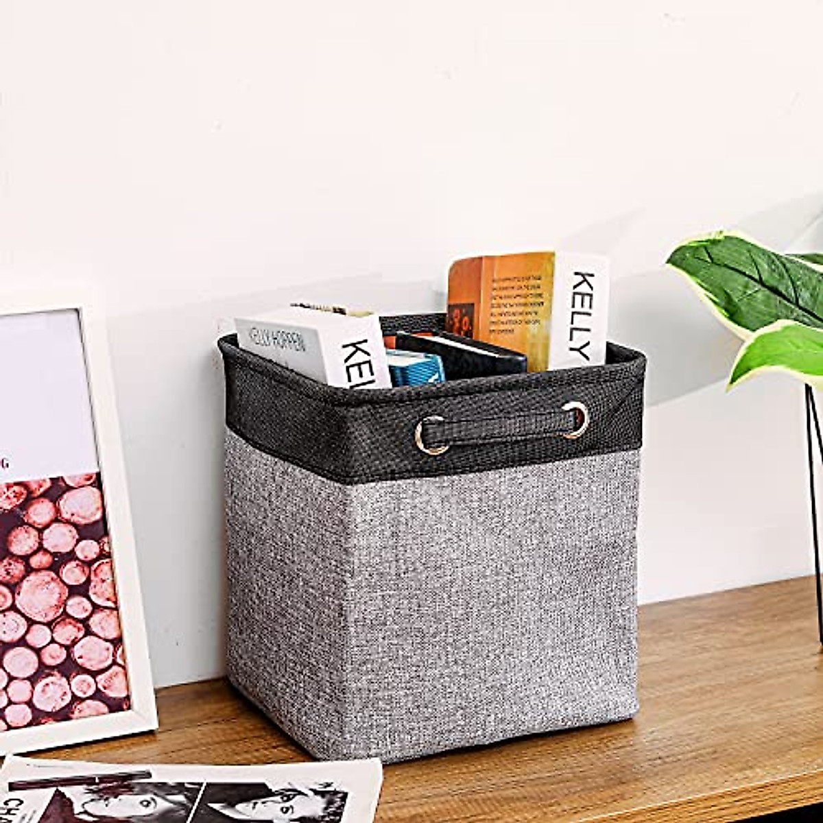 Fabric Cube Storage Bins 10.5" x 10.5" x 11", Clothes Storage Basket with Handle for Cube Organizer, Shelf, Closet, Nursery, Office, Laundry Room (Set of 6, Dark Grey)