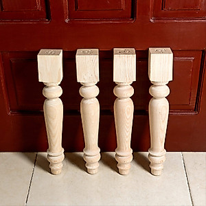 decorluxes Farmhouse Table Legs, Legs for Furniture Set of 4 Unfinished Wood Furniture | Dining Table Legs | Easy to Paint Any Color You Want (Furniture Legs 16 Inch)