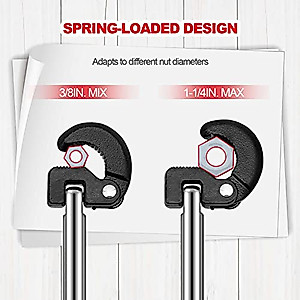 HAUTMEC Basin Wrench Capacity of 3/8-Inch to 1-1/4-Inch, 10-Inch Reach PL0024