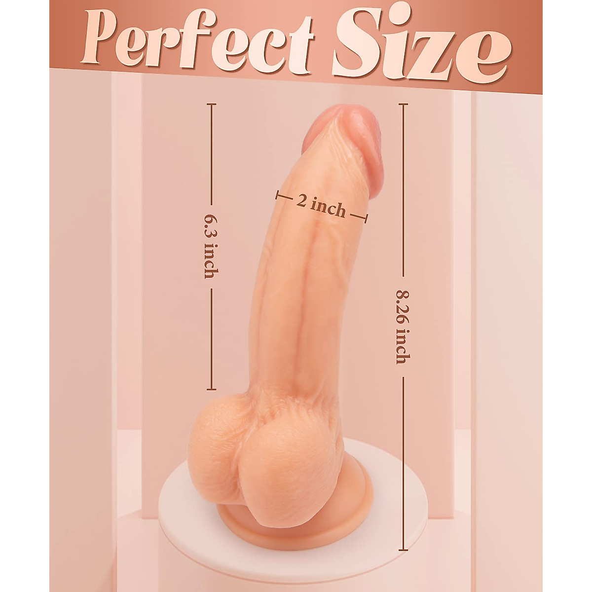 8.3in Realistic Dildo with Suction Cup, Curved Shape for G-Spot Stimulation - For Women, Couples