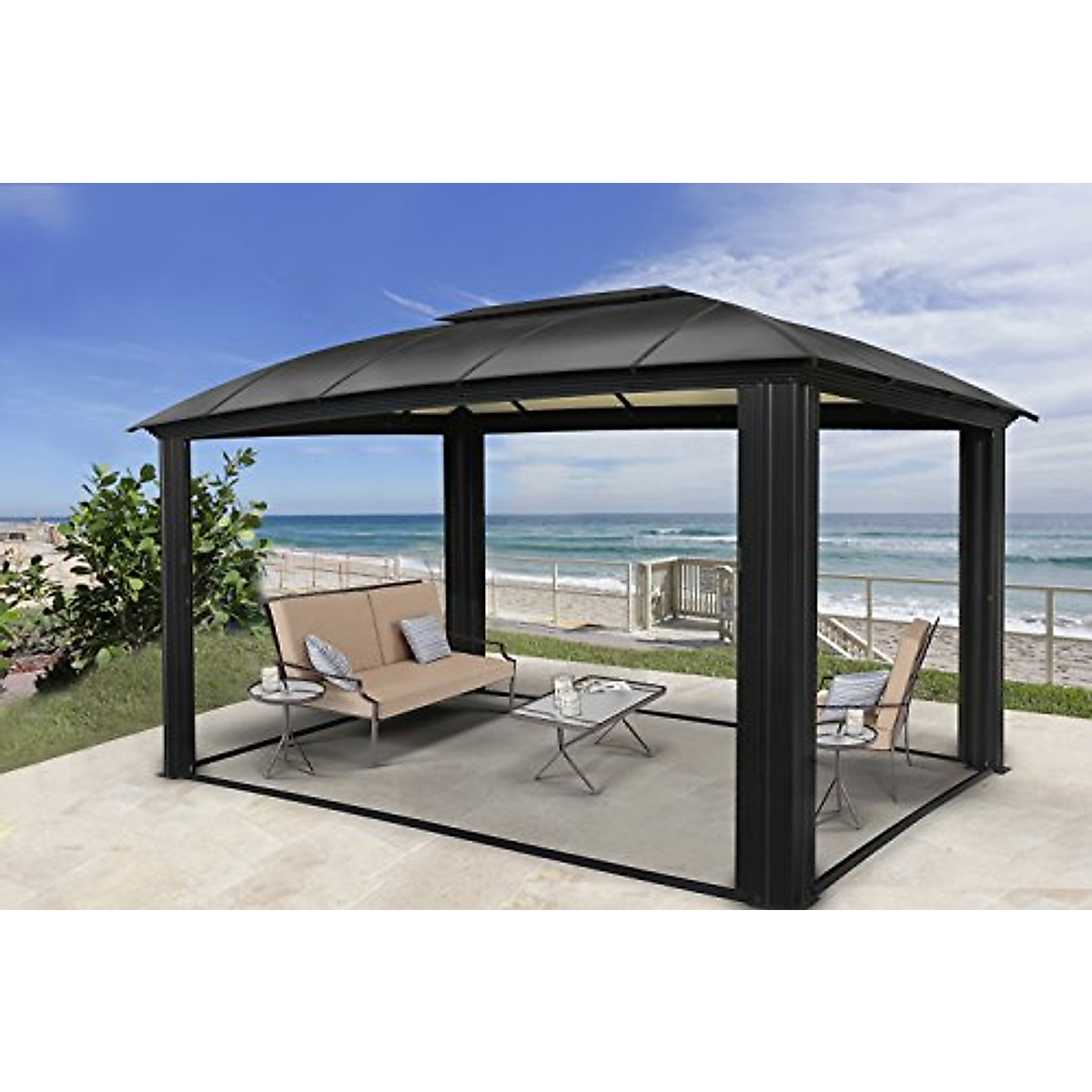 Paragon-Outdoor GZ3DXL Hardtop Hardtop Siena Gazebo, Black, 12' x 16'