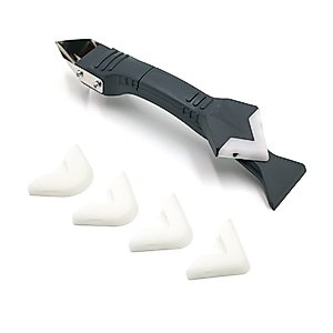 3 in 1 Multi-Functional Stainless Silicone Caulking Tool with Easy-to-Clean Silicone Trowel, Silicone Remover, Scraper Cleaner, Caulk Remover for Silicone Caulk Insulation and Grout Tool