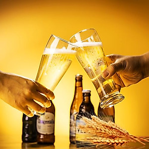 PARACITY Beer Glasses 16 oz, Pint Glasses Set of 2, Pilsner Beer Glasses, Wheat Beer Glasses, Glasses Drinking Set, Glassware Gift for Men