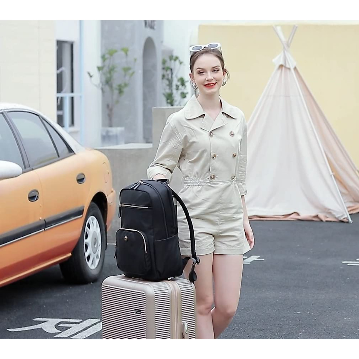 QHRIDS Travel Laptop Backpack 15.6 Inch Anti Theft Work Laptop Bag Large College Water Resistant Casual Daypacks Business Hiking Computer Backpacks for Women