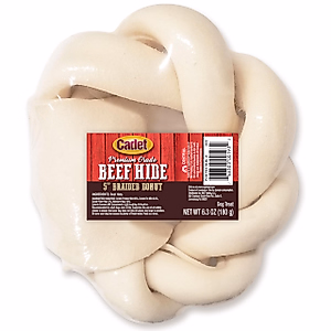 Cadet Premium Grade Beef Hide for Dogs, Long Lasting Rawhide Donut Bone, Single Ingredient Dog Chews, 5 Inch (1 Count)