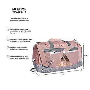 adidas Unisex Defender 4 Small Duffel Bag, Wonder Mauve Pink/Jersey Grey/Grey, One Size