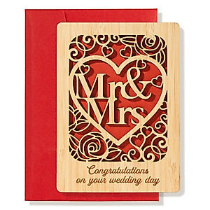 GiftChant Wedding Card, Bamboo Wedding Shower Card Gifts for Couples, Funny Bridal Shower Card for Bride To Be, Handmade Wedding Cards Congratulations for Bride and Groom, Mr Mrs Keepsake