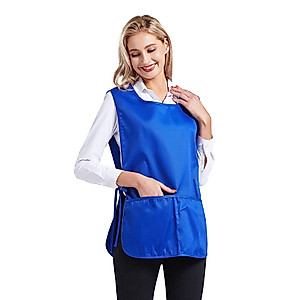 Nanxson Unisex Cobbler Apron with 2 Deep Pockets, 2 Pack Smock with Side Ties for work kitchen CF3137 (blue, One Size)