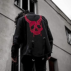 Seidarise Men's cyberpunk jacket black denim Jean Hip Hop Oversized Cropped Street wear Coat