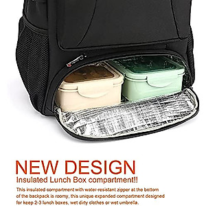 CoolBELL Lunch Backpack 17.3 Inches Laptop Backpack Bags with Insulated Compartment/USB Port Water-resistant Hiking Backpack for Business Work Travel Men Women (Black)