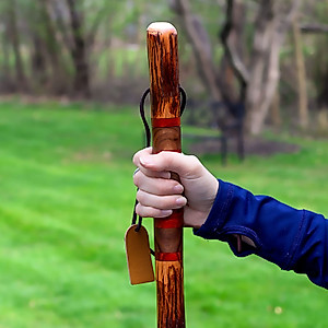 Brazos Handcrafted Wood Walking Stick, Hickory, Traditional Safari Style Handle, for Men & Women, Made in the USA, 55"