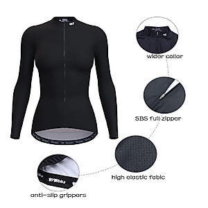 Wulibike Bicycle Shirts Women Bike Shirts for Women Long Sleeve Specialized Womens Cycling Jersey Black