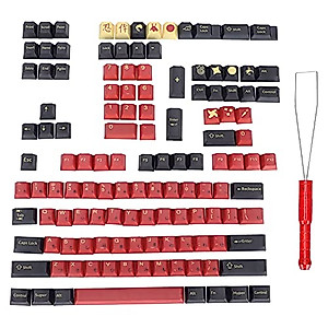 Yoidesu 128 Keys Japanese Style Keycaps, Oil Resistant PBT Keycap for Universal PC Gaming Keyboard with Animation Elements Gaming Keyboard Keycap with Shaft Puller