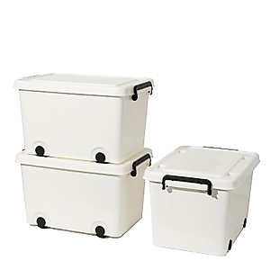 GUMEIGODA 23 Qt Latching Storage Bin,Stackable Bin with Wheels and Latching Lids，Removable Storage Containers, Clothes Bins Storage for Closet Organization,Thickened Plastic，White，3-Packs (white, 3M)