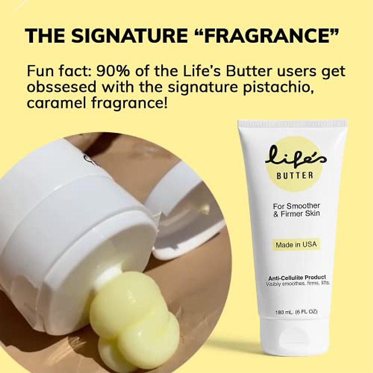 Life’s Butter Anti-Cellulite Cream with Coenzyme Q10, L-Carnitine and Coconut Oil | Skin Smoothening Natural Product | Skin Firming Lotion Cellulite Remover Treatment | 6 fl oz