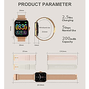 Iaret Smart Watch for Women(Call Receive/Dial), Fitness Tracker Waterproof Smartwatch for Android iOS Phones 1.7" HD Full Touch Screen Digital Watches with Heart Rate Sleep Monitor Pedometer, White