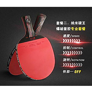 1pcs Black Carbon King 9.8 Training or Game Table Tennis Racket Ping Pong Paddle+1pcs Racquet Bag+3pcs Table Tennis+2Protective Film (TC2-SHORT)