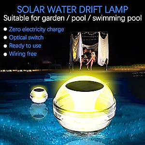 MIS1950s Floating Pool Lights, Solar Water Floating Light Outdoor Waterproof Night Light Home Garden Pool Floating Decorative Light for Swimming Pool, Beach, Garden Pond