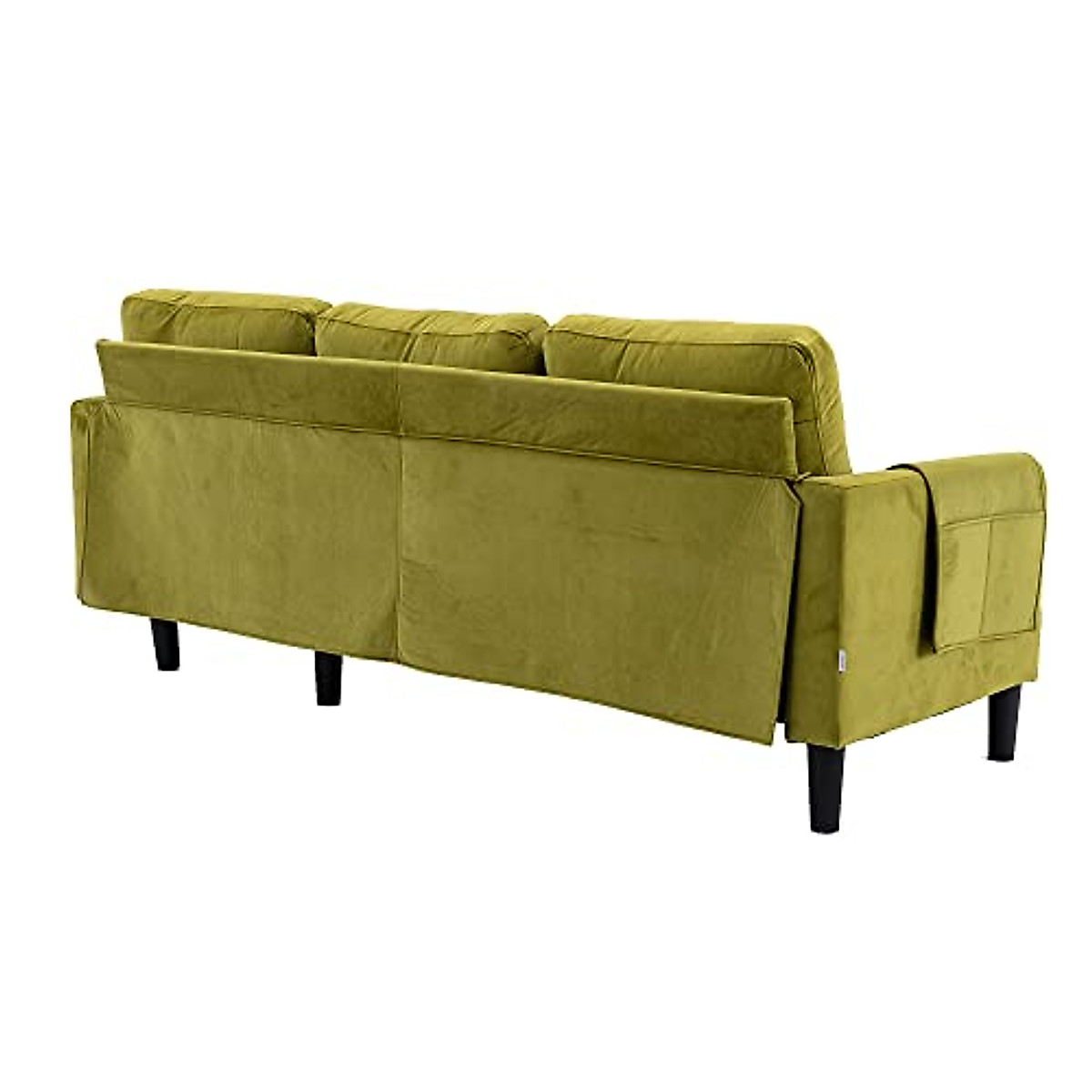 Verfur Convertible Sofa Sleeper Pull Out Bed, 3-Seater L-Shaped Couch with Storage Chaise and Side Pockets, Soft Upholstered Corner Sofa&Couches Sectional, Olive 72.44"