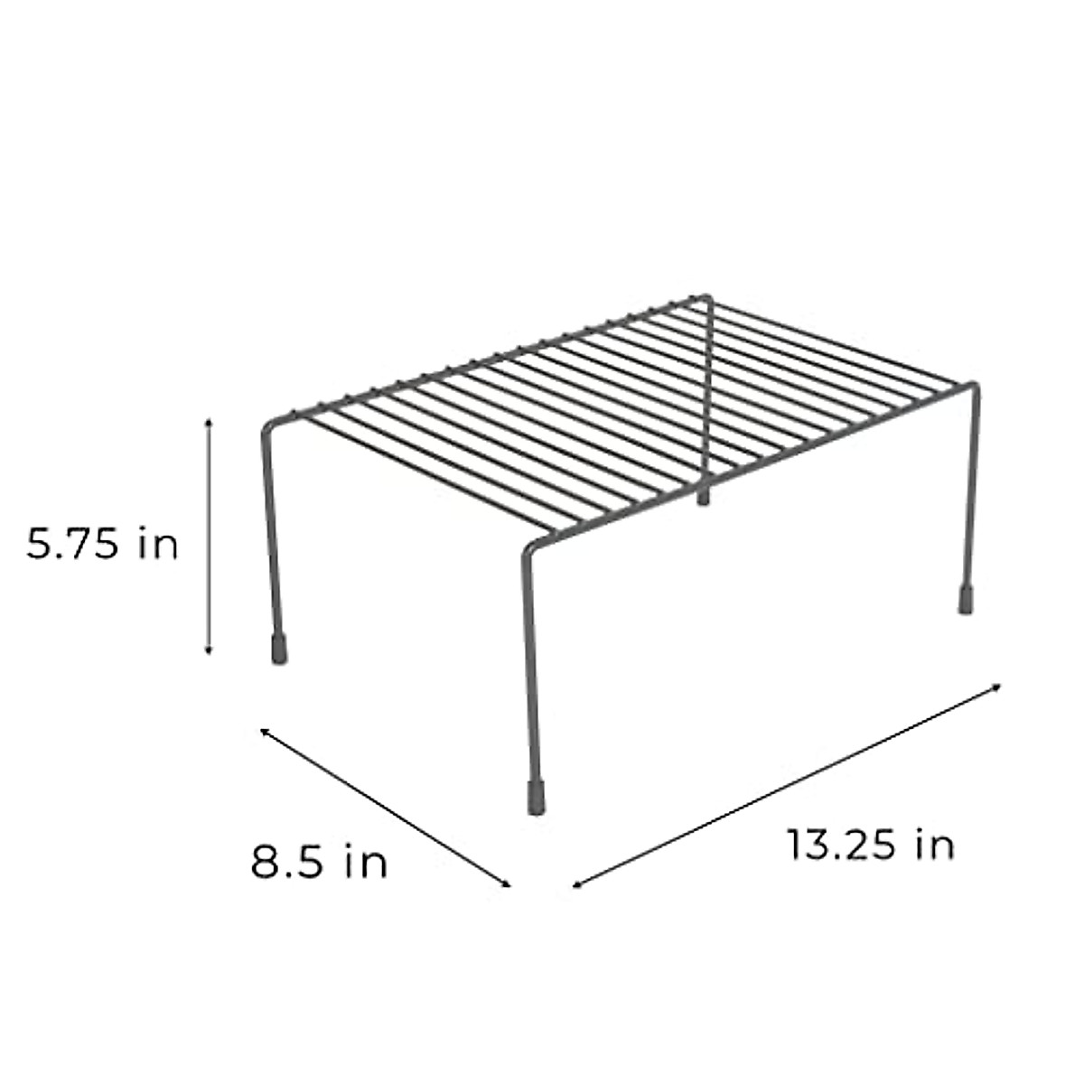 Smart Design Classic Storage Shelf – Medium (8.5 x 13.25 in.), Charcoal Gray – Steel Pantry Organizer with Rust-Resistant Finish and Non-Slip Feet for Easy Home Organization and Storage