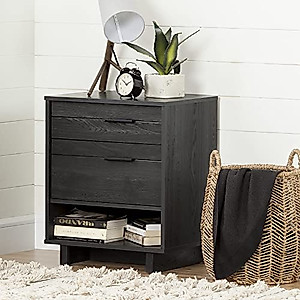 South Shore Fynn Nightstand with Cord Catcher, Gray Oak, 22.25 in x 16.5 in x 24.75 in (D x W x H)