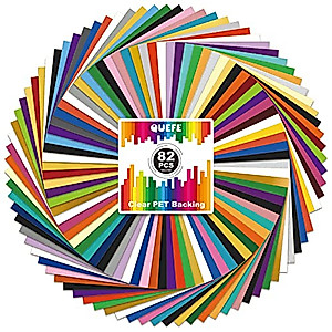 QUEFE 82pcs Permanent Vinyl for Cricut, 12in x 12in Adhesive Vinyl Sheets, 40 Assorted Colors for Signs, Scrapbooking, Car Decal, Craft Cutters, Deco Sticker