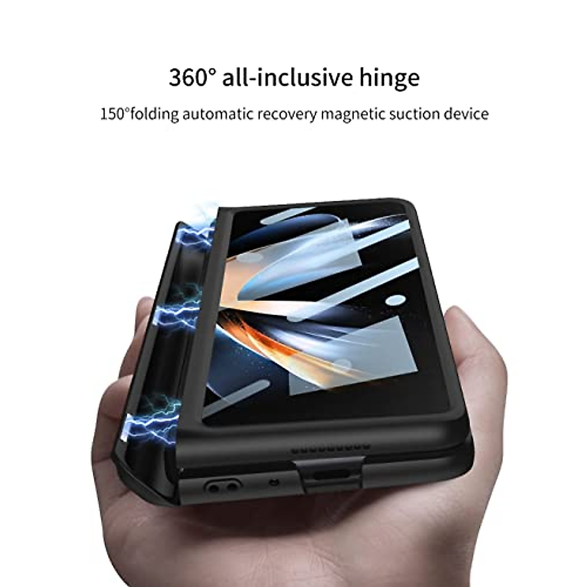 SHIEID Samsung Z Fold 3 Case, Galaxy Z Fold 3 Case with Hinge Protection S Pen Holder Kickstand & Built in Screen Protector Case Cover Fit Samsung Galaxy Z Fold3 Case, Champagne Gold