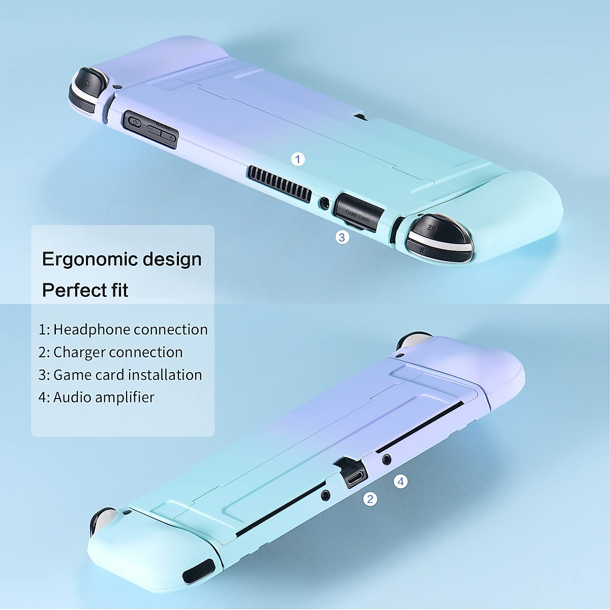 UYIYE Case for Nintendo Switch OLED 2021, [Gradient series] TPU Grip Protective Cover Accessories Compatible with Nintendo Switch OLED 7 Inch and Joy-Con Controller (blue-violet)